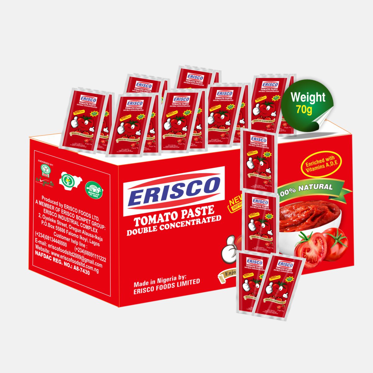 70g x 50 Erisco Sachet Tomato Paste – Erisco Foods Limited